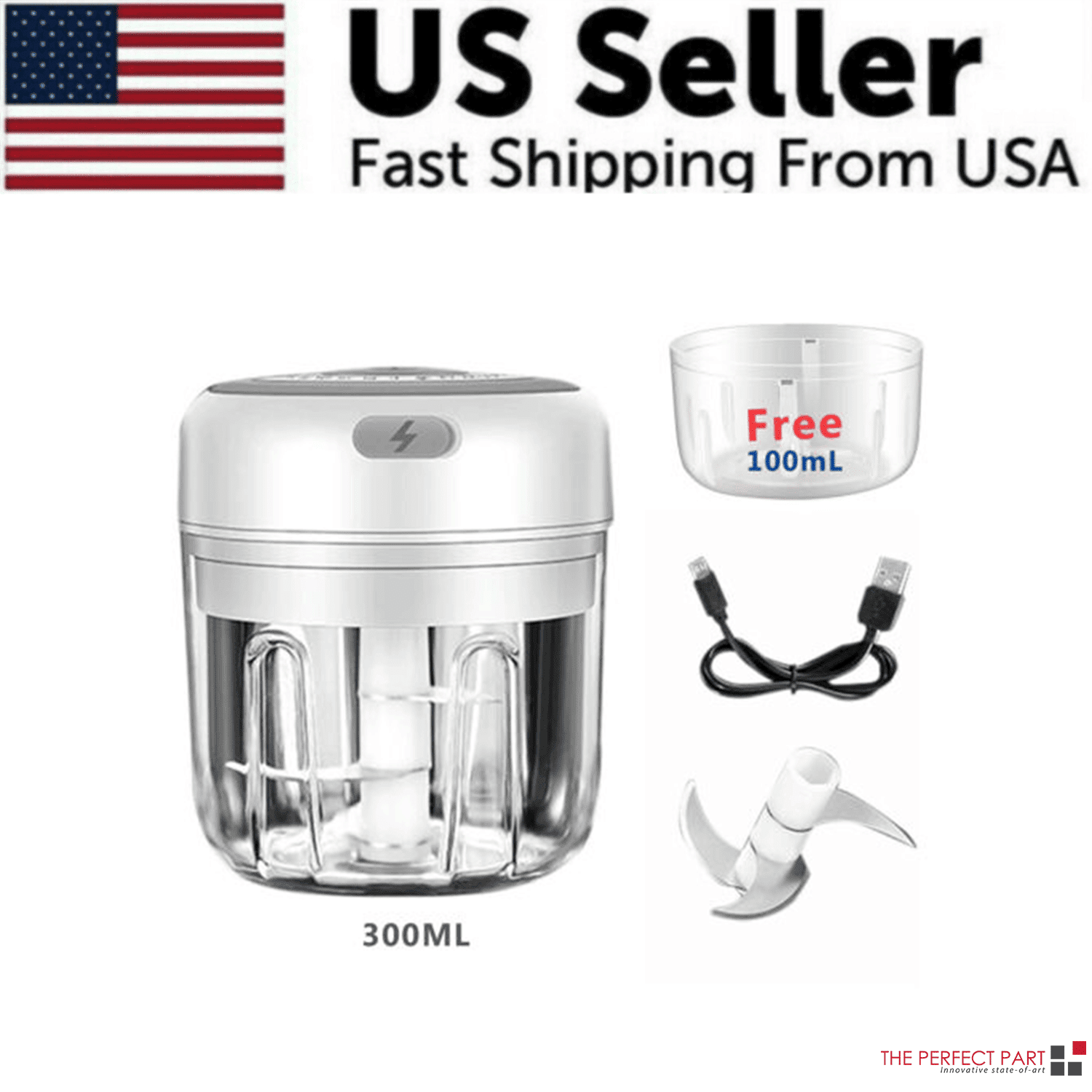 Electric 300ML Garlic Press Chopper Chili Onion Fruits Meat Mincer ...