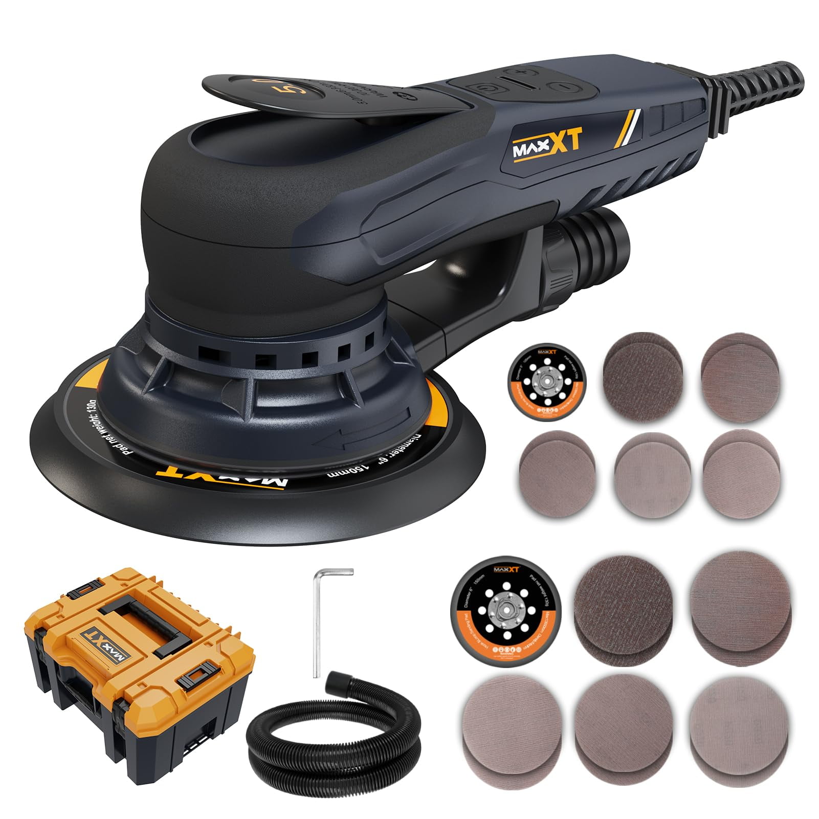 Electric 5mm Random Orbital Sander with Tool Case, Variable Speed Palm ...