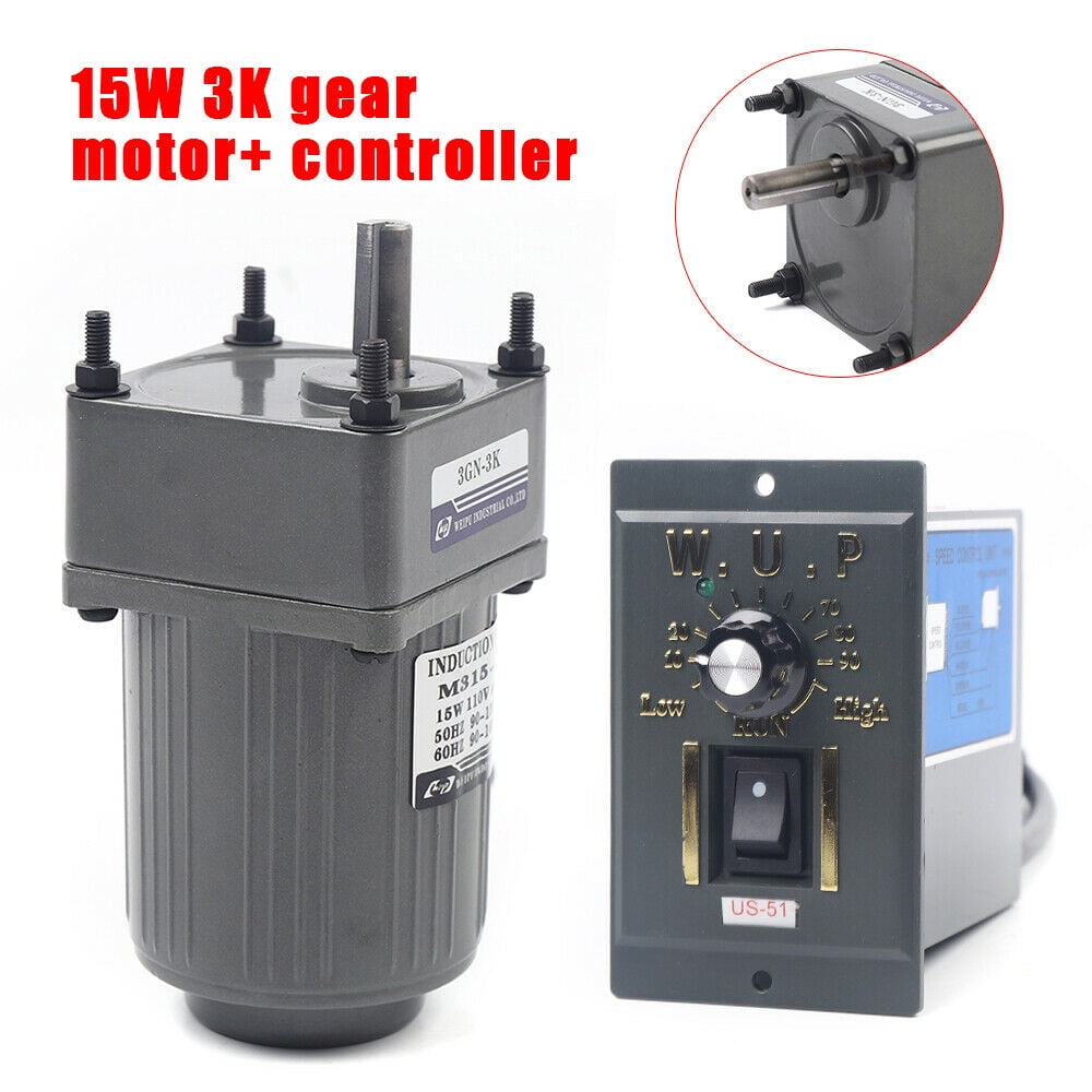 Electric AC Gear Motor & Variable Speed Controller 1:3 0-450 RPM 110V ...