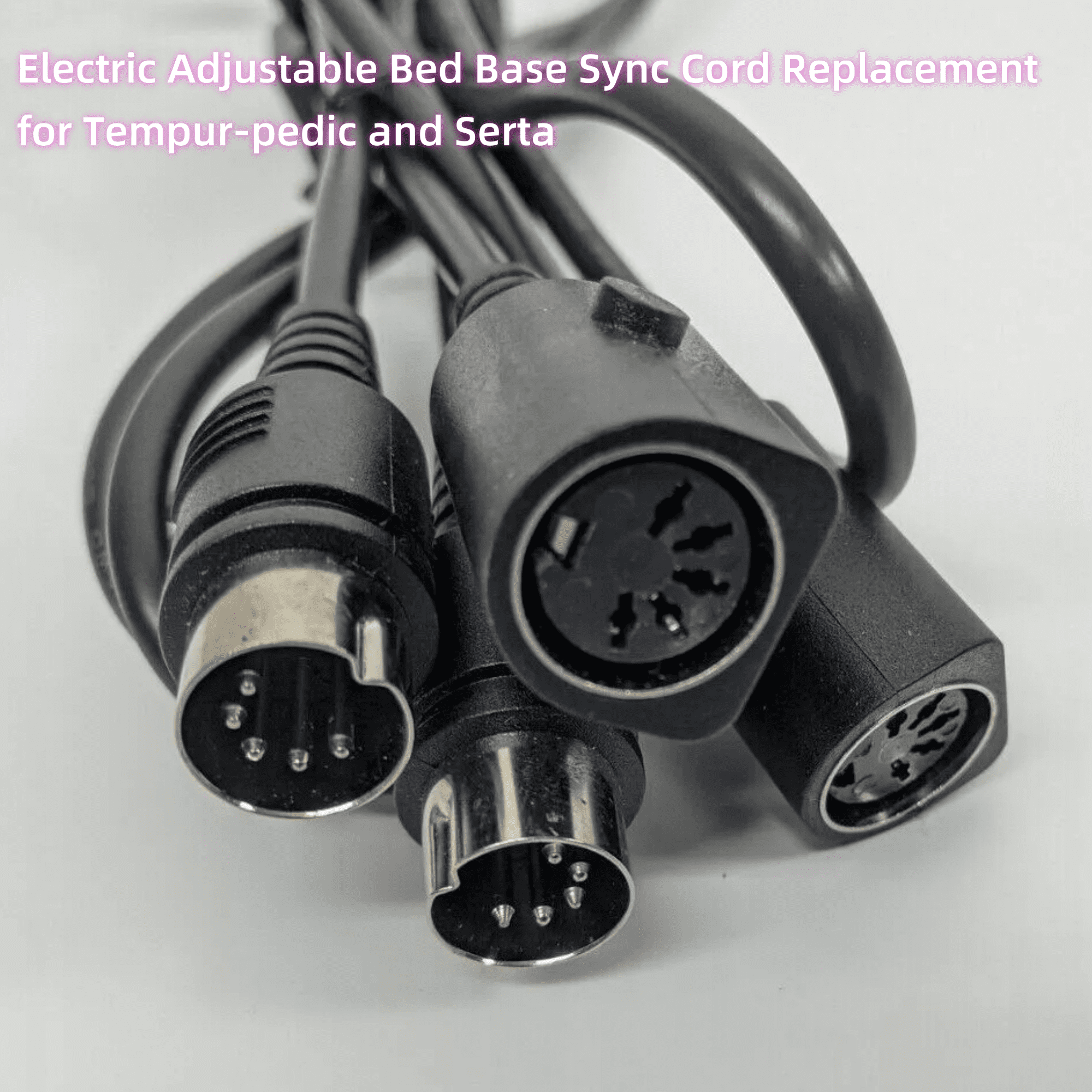 Musheng Electric Adjustable Bed Base Sync Cord Replacement 7.2 Ft Cord Power Cable Single Piece with Adjustable Bed Base Sync Cord Black New 1