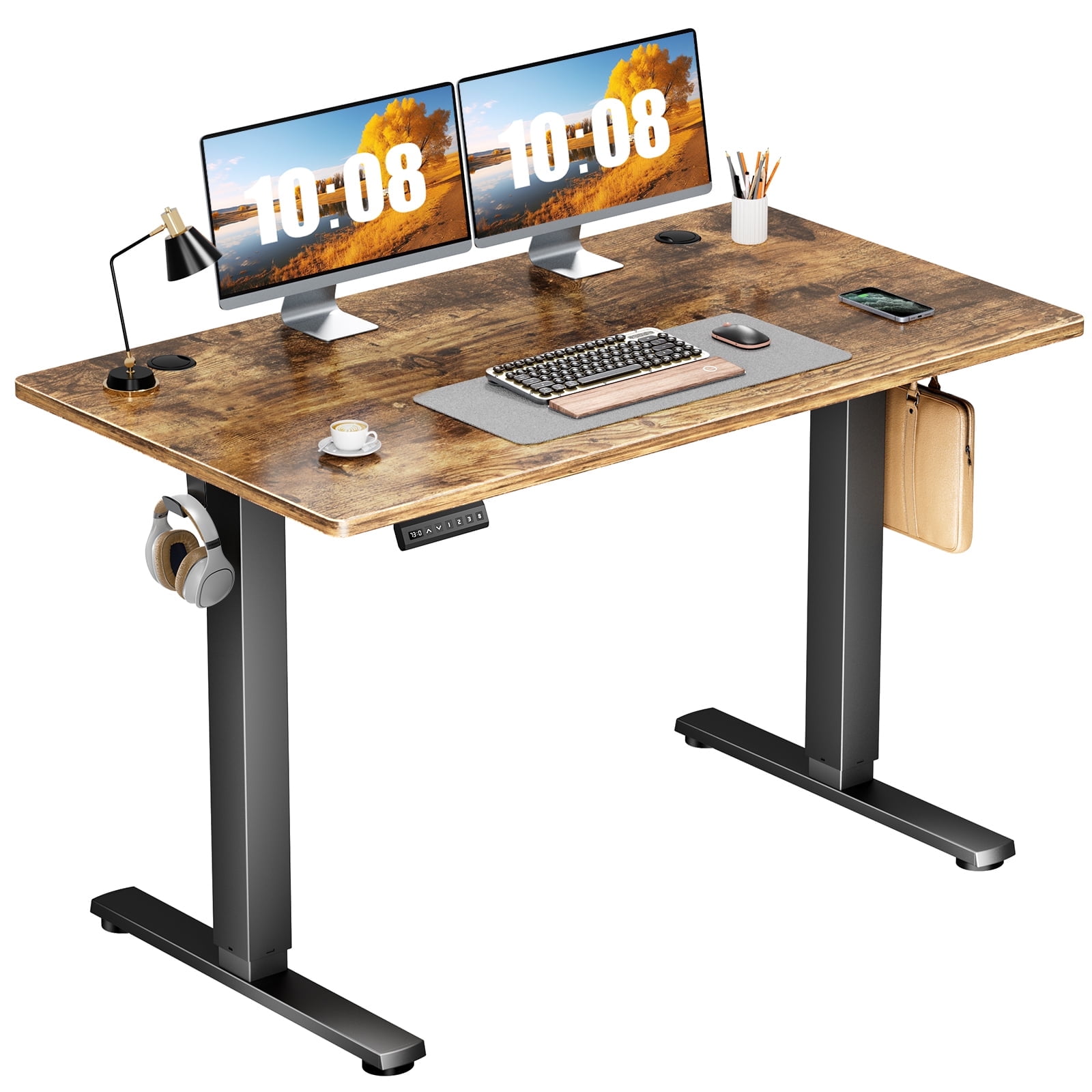 Electric Adjustable Height Standing Desk - 55 x 24 inch Sit to Stand Up ...