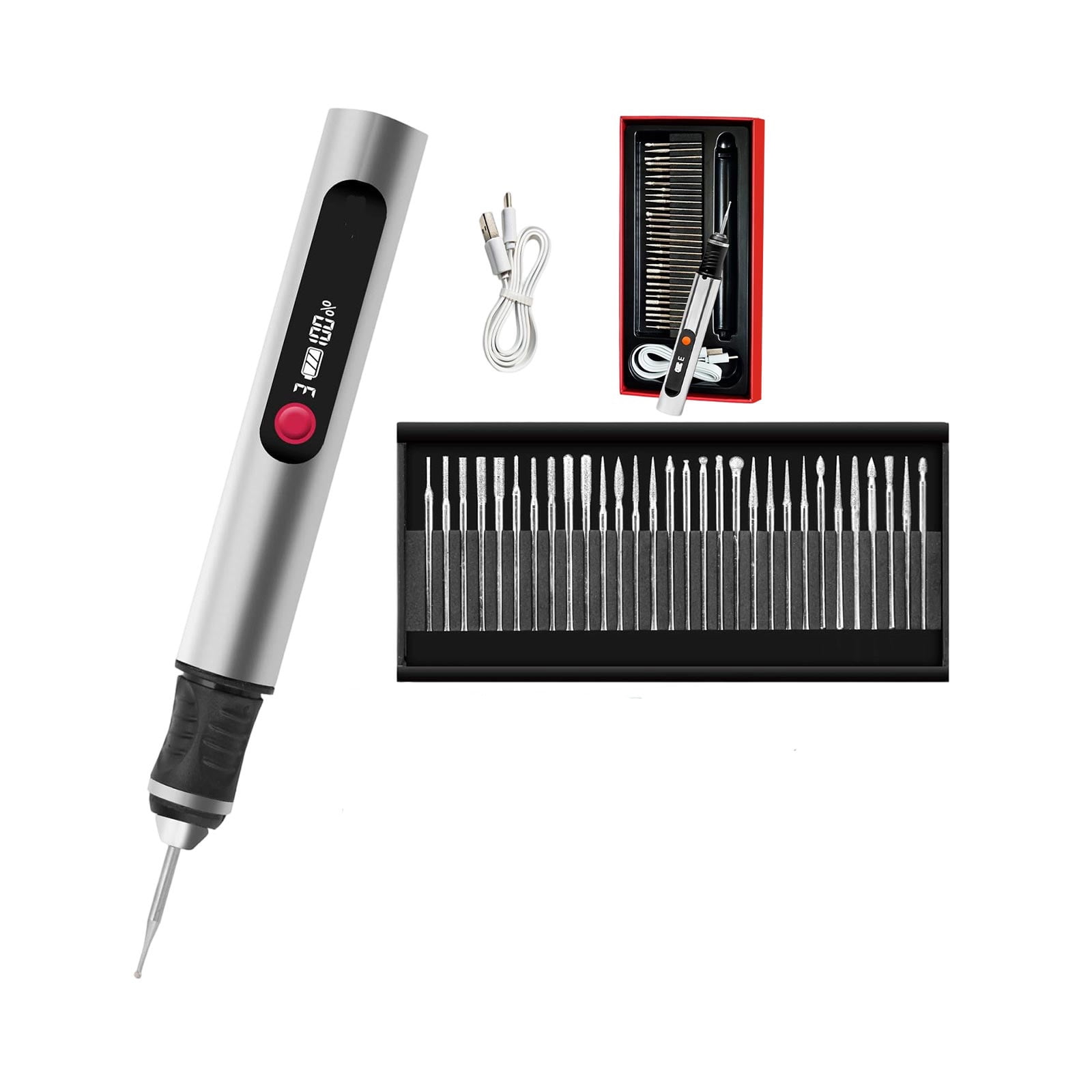 Electric Adjustable Speed Carving Pen with Stencils and 30 Drill Bits ...