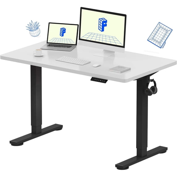 Electric Adjustable Standing Desk, One-Piece Seamless Desktop, 4 Memory ...