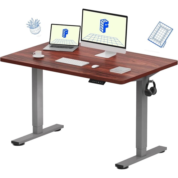 Electric Adjustable Standing Desk, One-Piece Seamless Desktop, 4 Memory ...