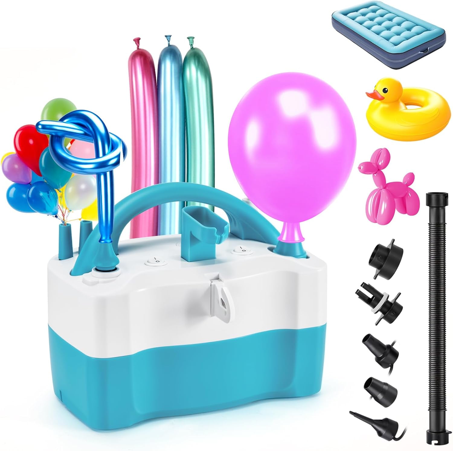 Electric Air Balloon Pump, 110V 600W Rose Red Portable Dual Nozzle ...