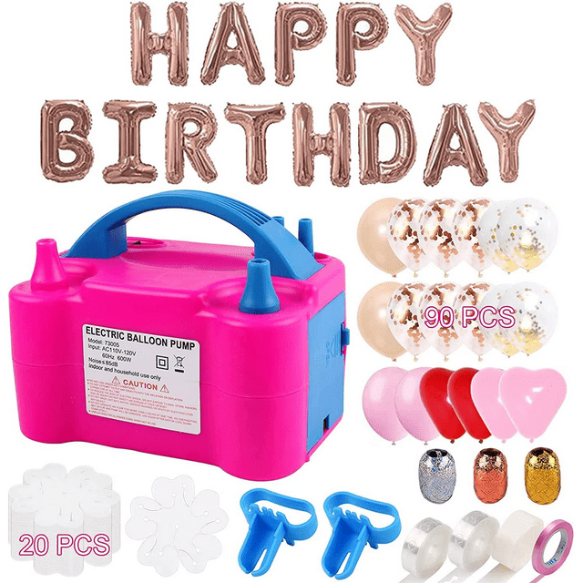 Electric Air Balloon Pump, 132pc Inflator Set, Dual Nozzle Balloon ...