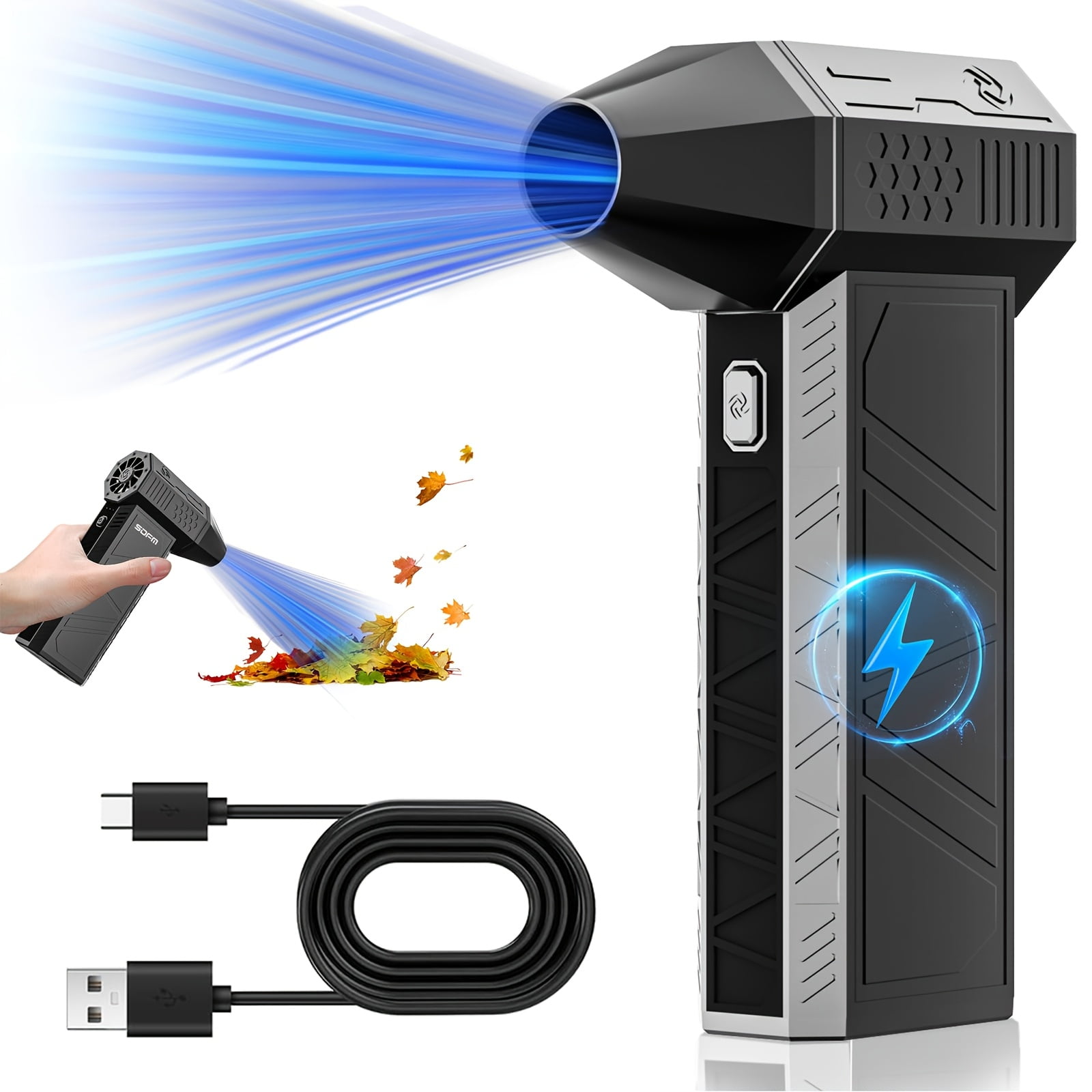 Electric Air Duster - 130,000 RPM High-Power Blower with 3-Speed ...