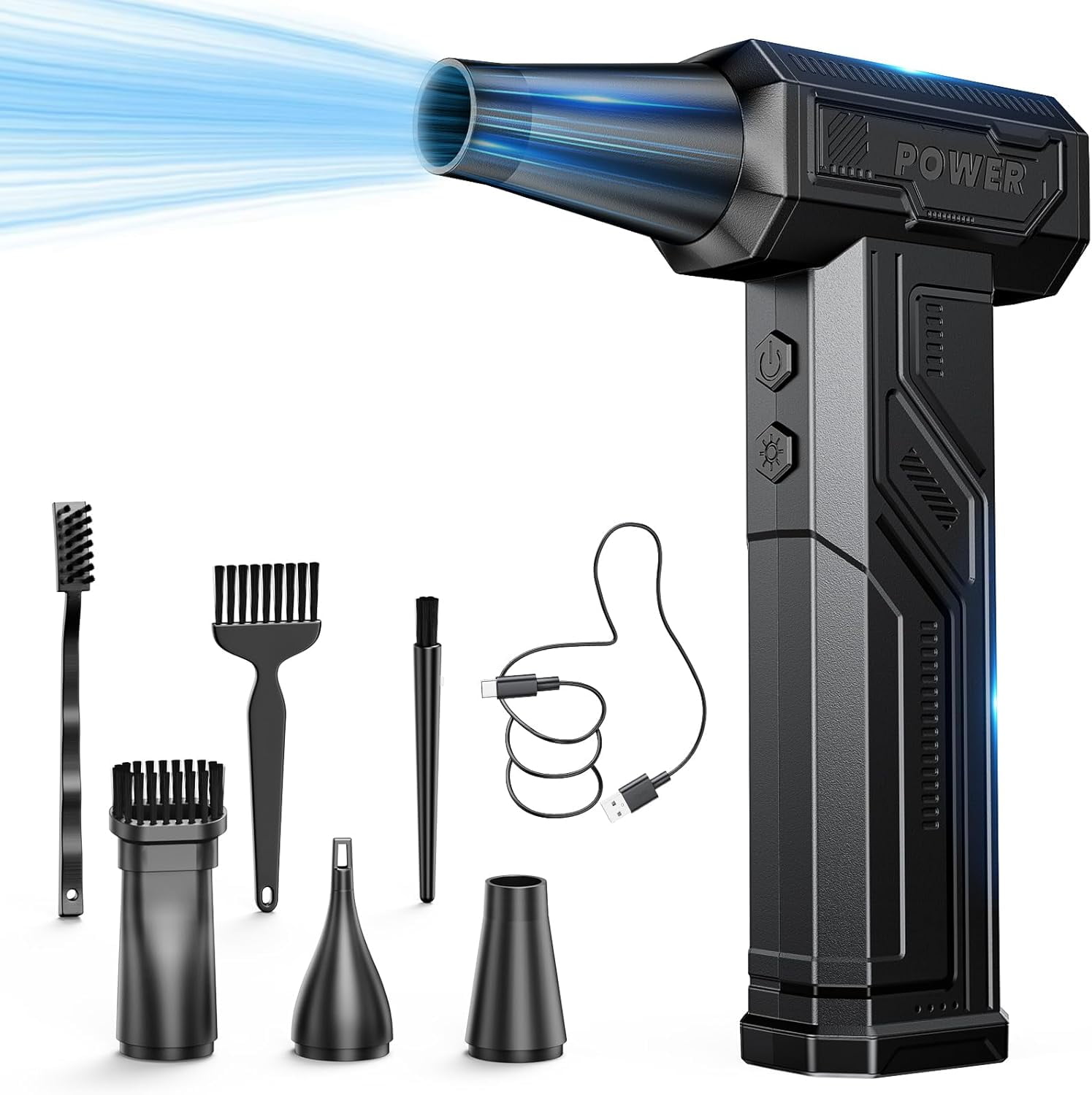 Electric Air Duster, 300000RPM 4-Gear Adjustable Compressed Air Duster ...