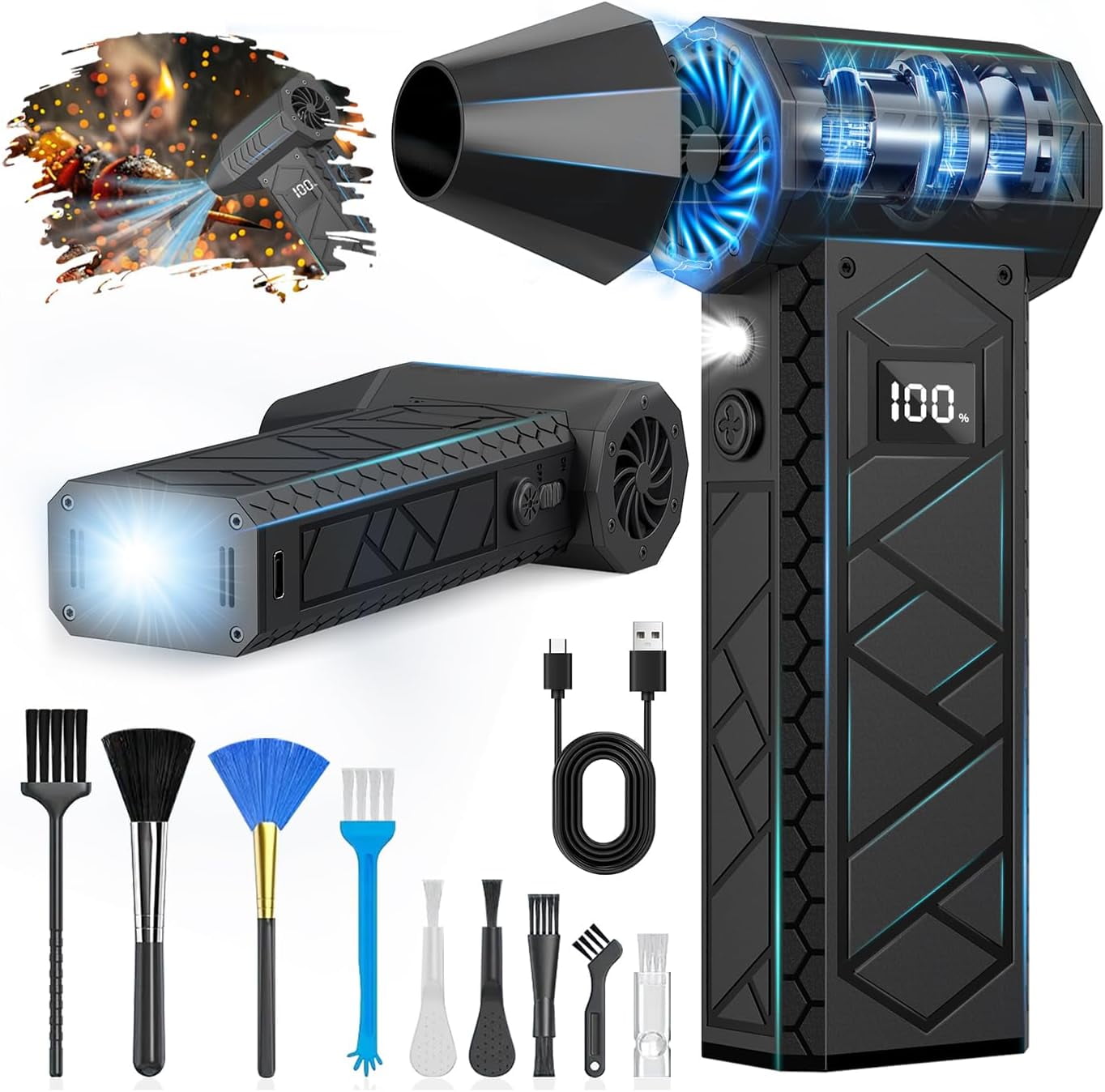 Electric Air Duster,4 Gear Adjustable Compressed Air Duster,2025 Compressed Air Duster with LCD ...