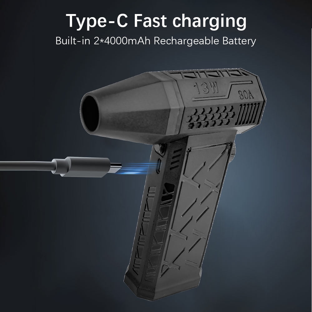 Electric Air Duster,Fan Built-in Turbo Fan Portable Handheld Adjustable ...