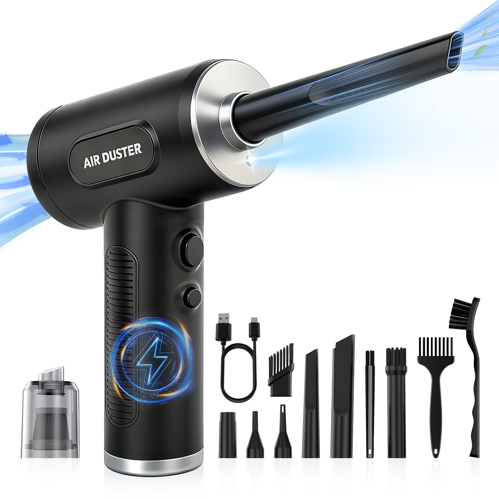 Electric Air Duster, Mini Vacuum Cleaner Cordless, 2-in-1, 120000RPM ...