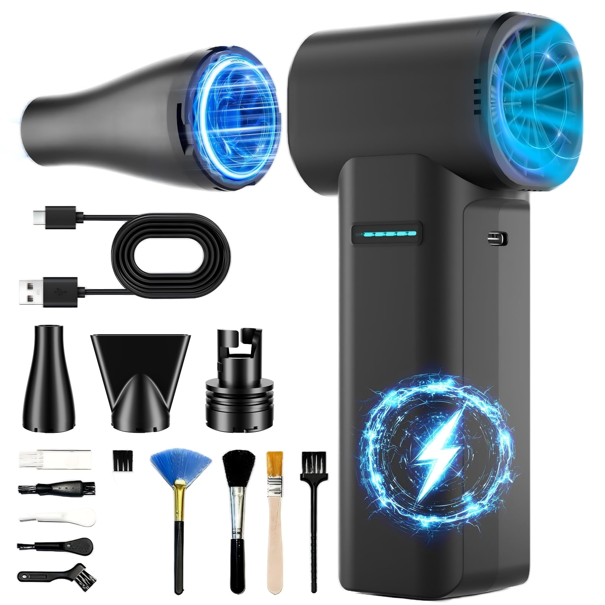 Electric Air Duster, max 1.1lbs Wind Force Brushless Motor, Super Power ...