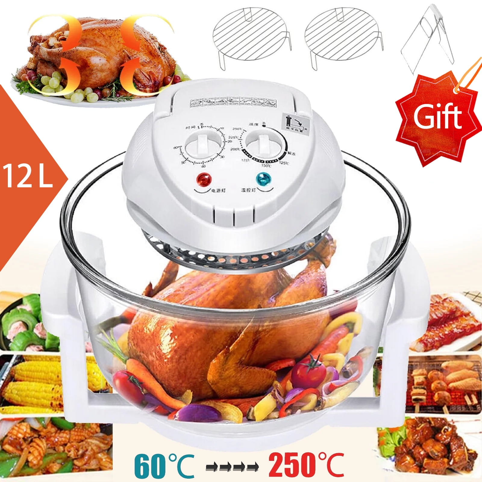 SAVALETOR 12 L Halogen Oven Electric Air Fryer,Countertop Oven Roaster ...