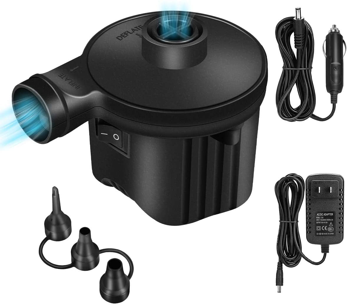 Electric Air Pump, 60W Power Air Pump Inflator with 3 Nozzles, Fast ...