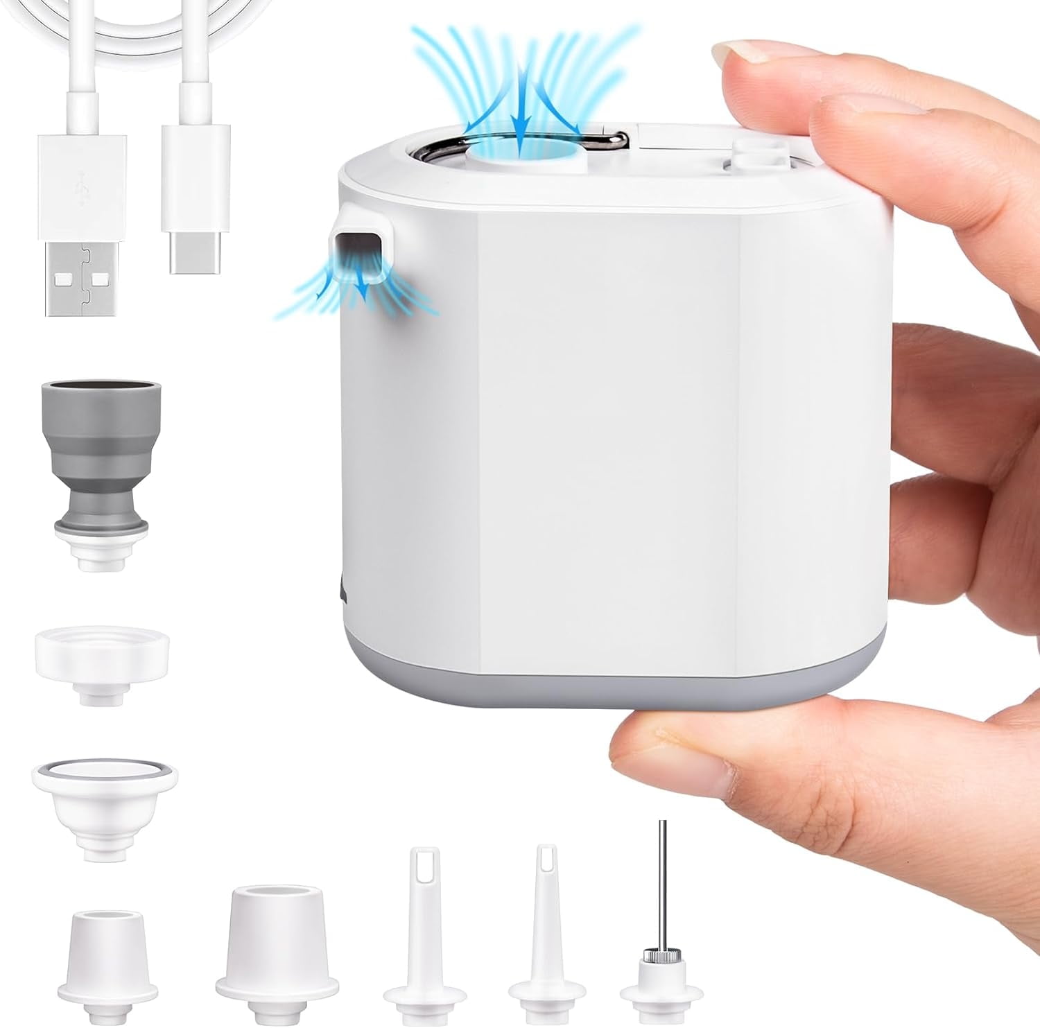 Electric Air Pump for Inflatables, Portable Rechargeable Mini Air ...