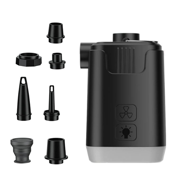Electric Air Pump with Camping Light & 7 Nozzles Fast Inflate Deflate ...