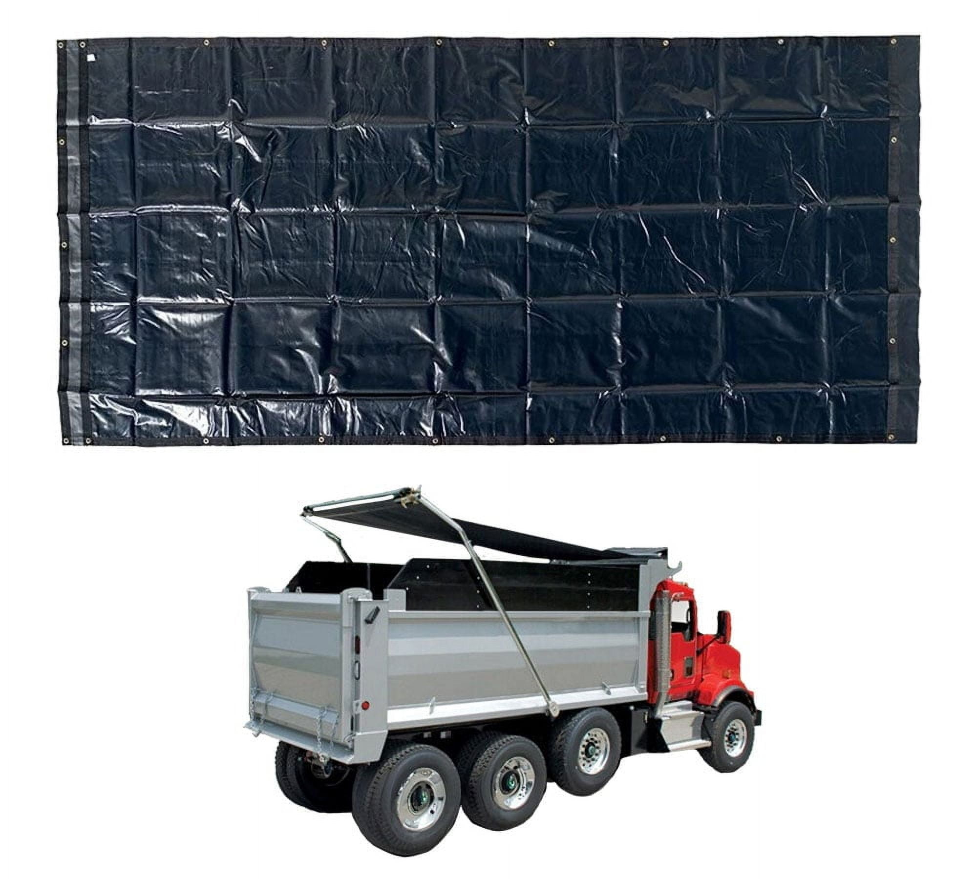 Electric Aluminum 4-Spring Dump Truck Tarp System with 7' x 21' Black ...