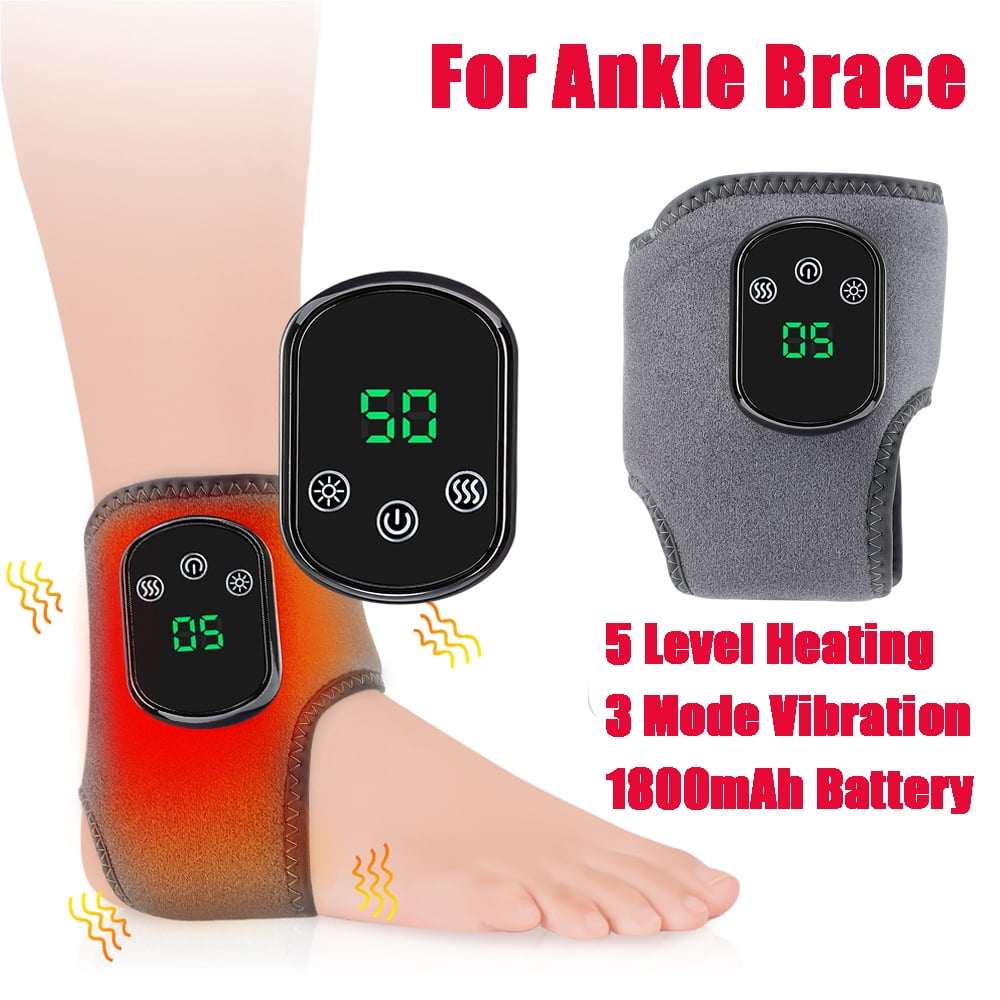 Electric Ankle Brace with Adjustable Hot Compress Vibration Massage ...