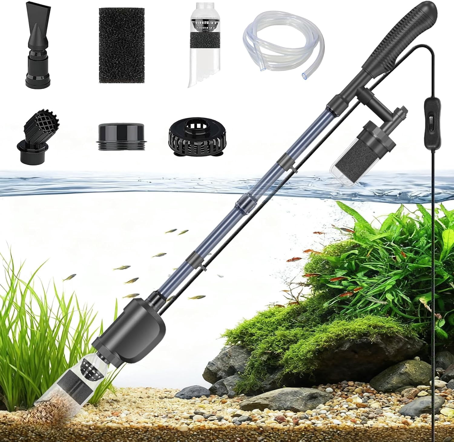 Electric Aquarium Vacuum Gravel Cleaner, 36W Electric Fish Tank ...