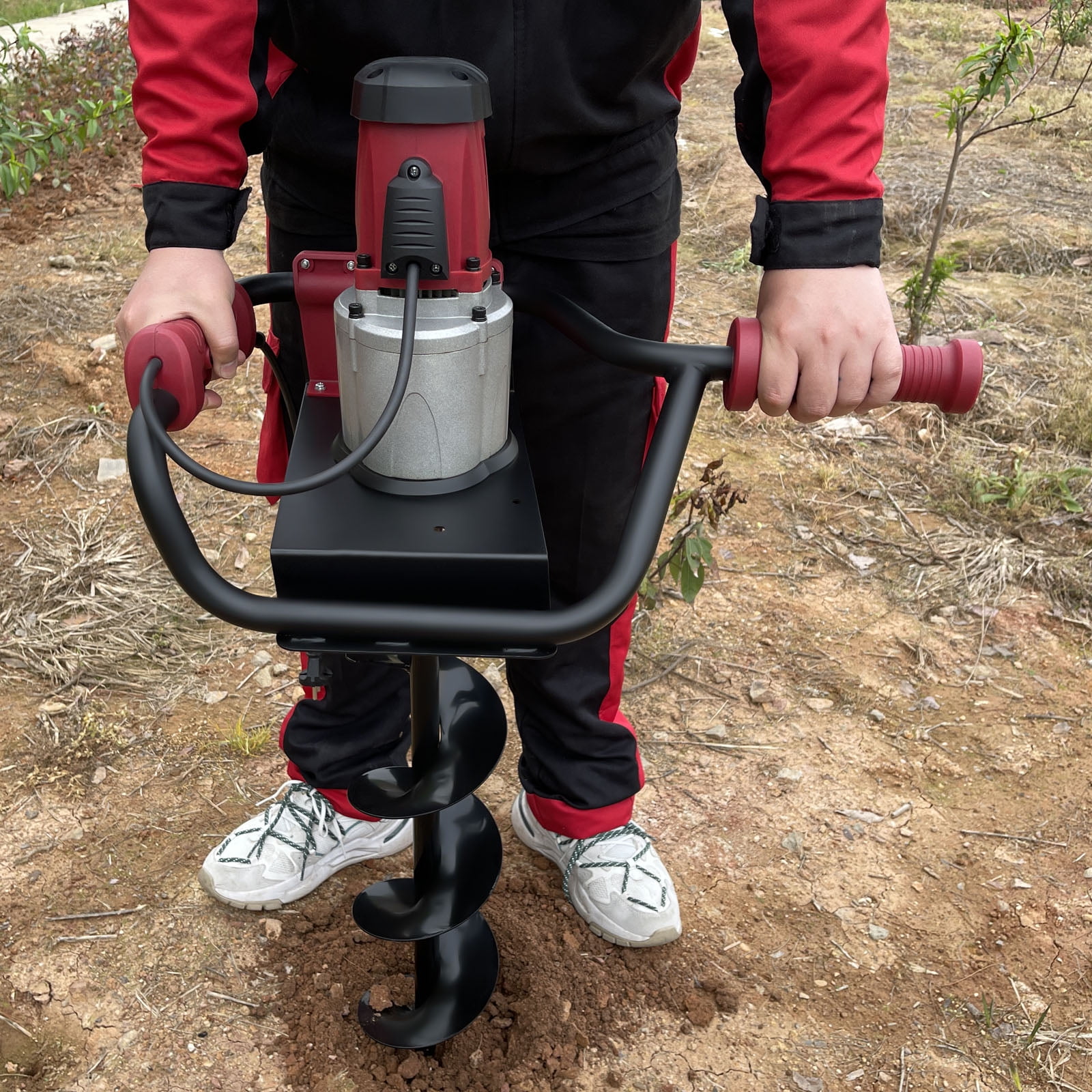 Electric Auger Post Hole Digger with 15cm&10cm Drill Bits 1500W 1.6HP ...