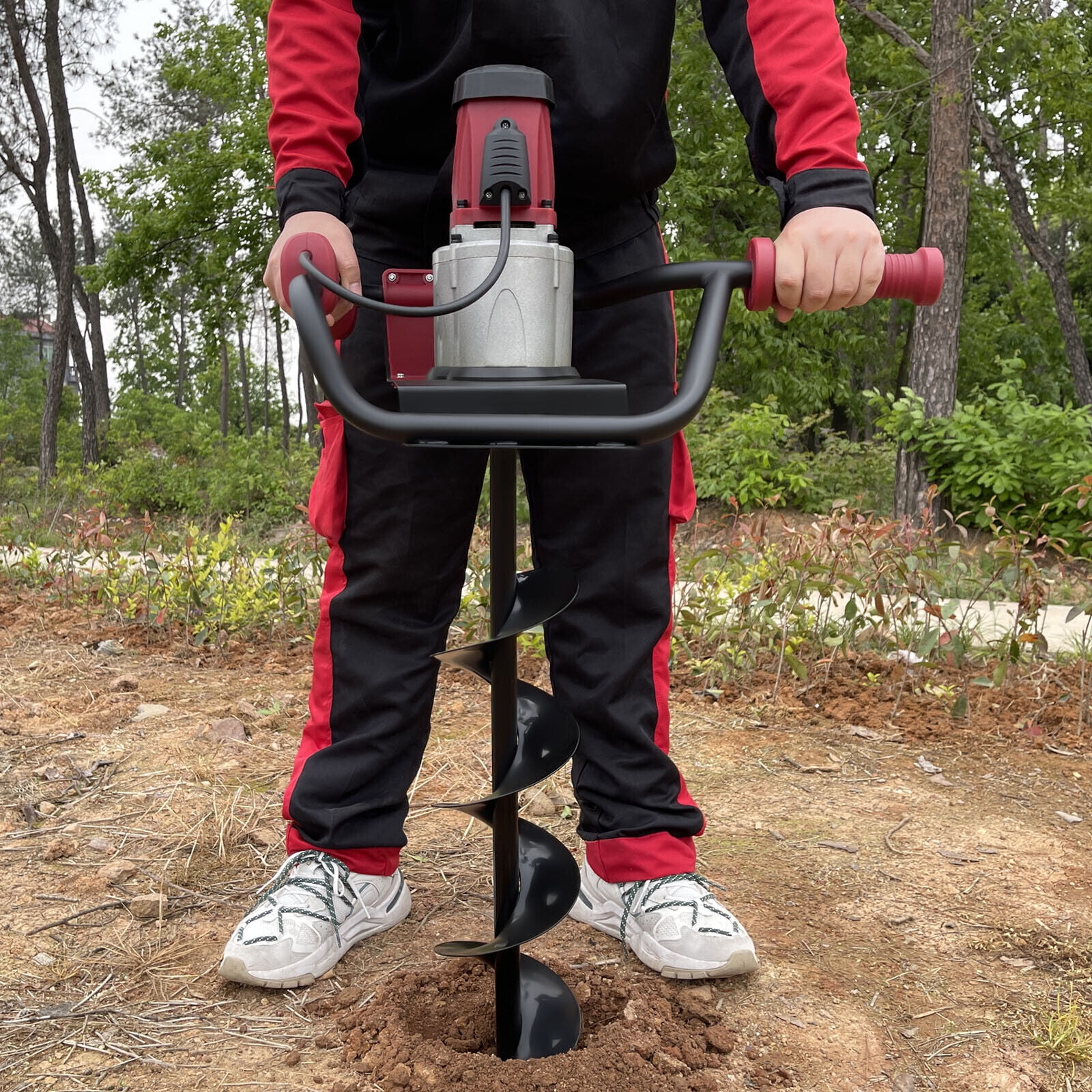 Electric Auger Post Hole Digger w/15cm&10cm Drill Bits 1500W 1.6HP ...