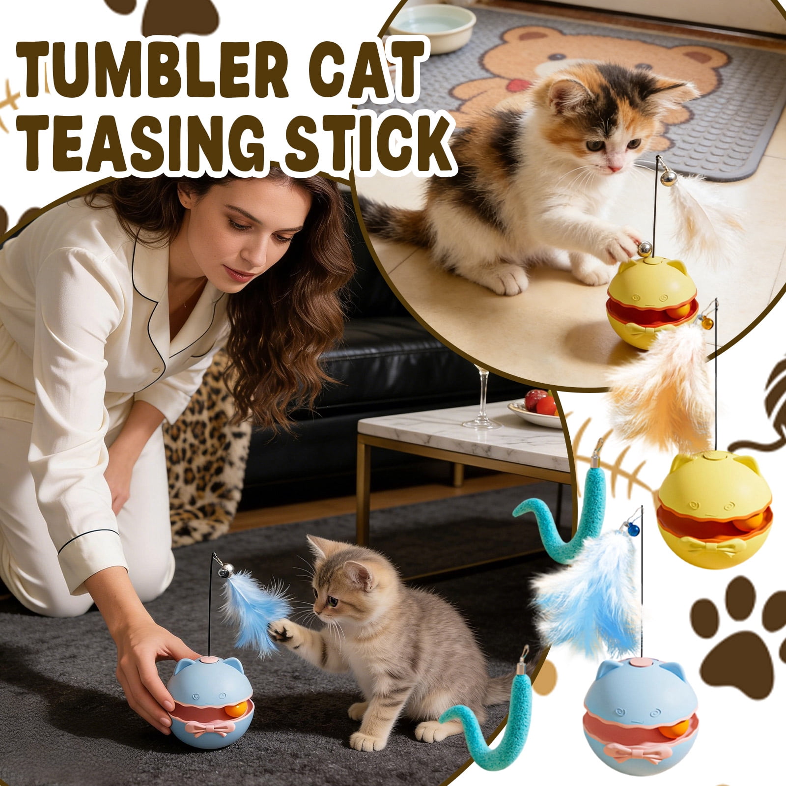Electric Automatic Cat Toy Wobbler, Interactive Self-Moving Teaser With ...