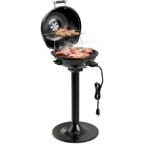 Electric BBQ Grill 1600W, Removable Non-Stick Grill Rack, Warming Rack ...