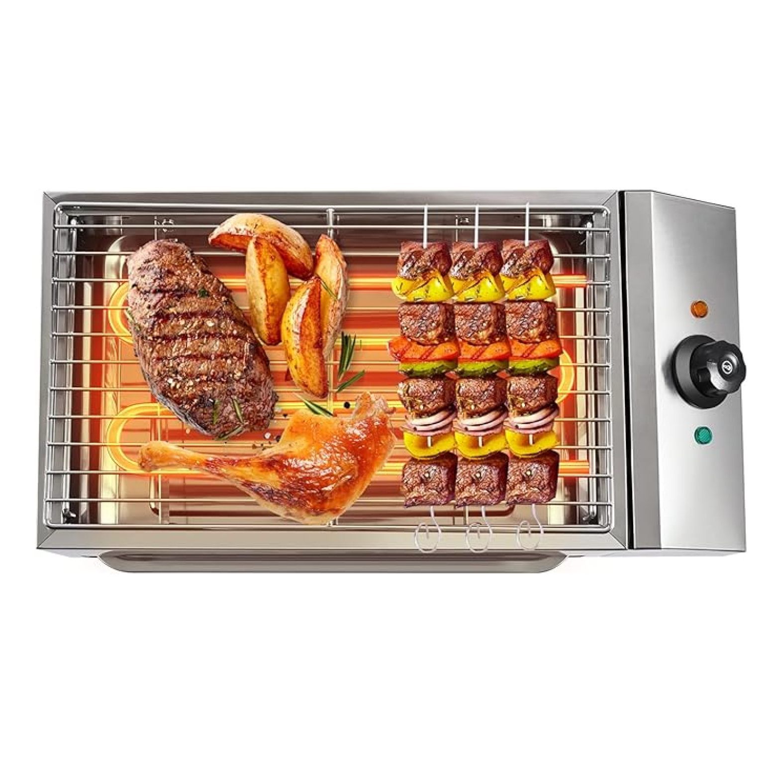 Electric BBQ Grill 1800W Countertop Griddle, 122-302°F Stainless Steel ...