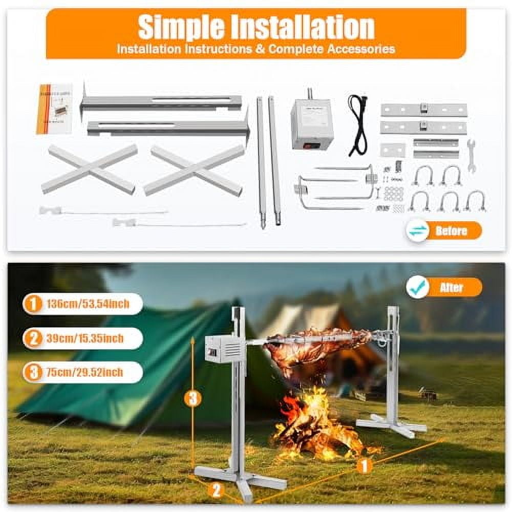 Electric BBQ Rotisserie Grill Kit,Adjustable Height Pig Roaster Grill ...