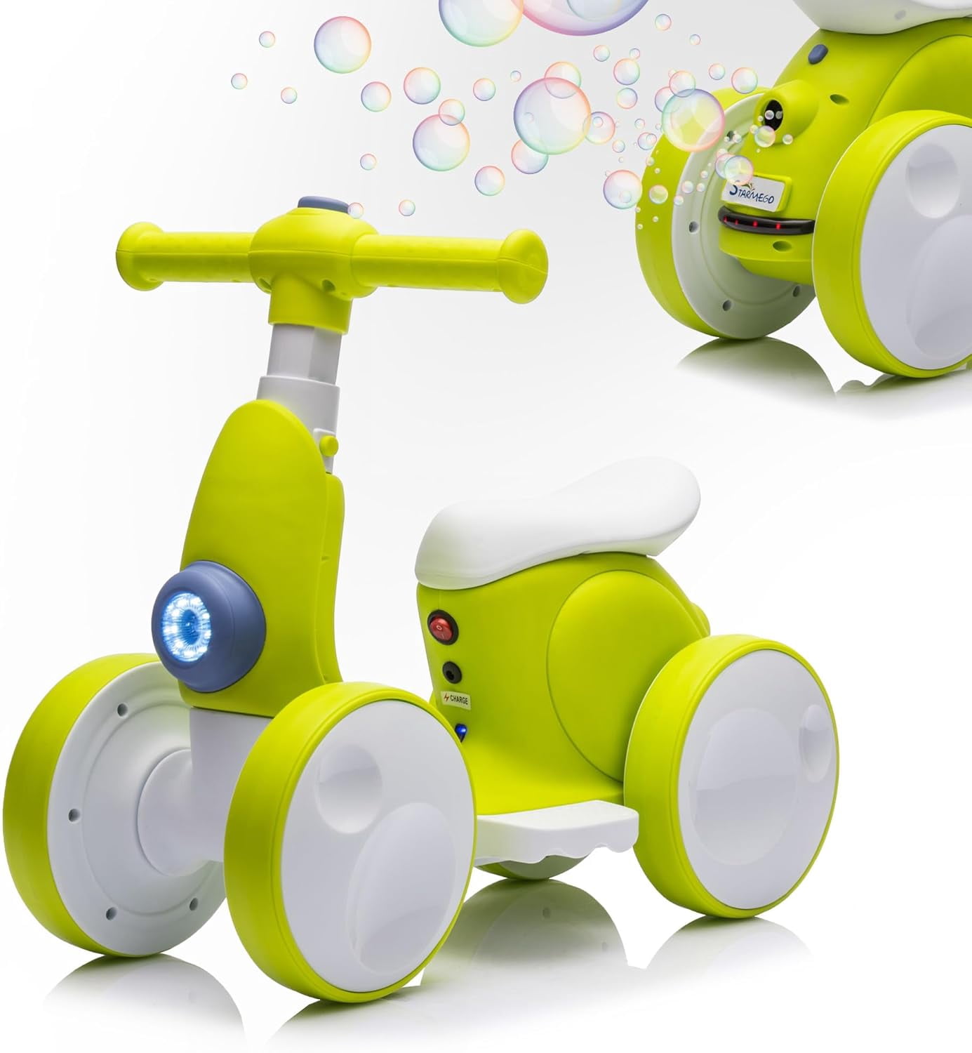 Electric Baby Balance Bike with Bubble Machine,4 in 1 Toddler Balance ...
