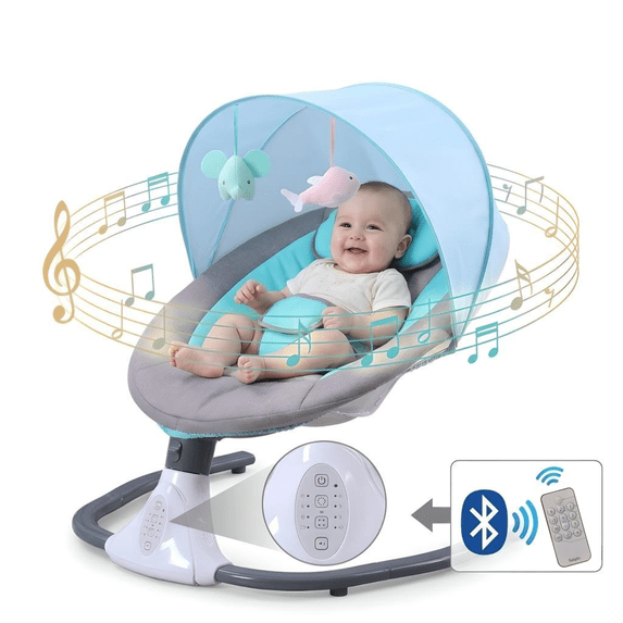 Electric Baby Swing with Remote Control,5 Speeds&Portable&Cozy(0-12M ...