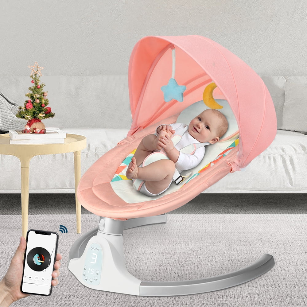 Electric Baby Swing for Infants, Bioby Bluetooth Baby Rocker, 5 Sway ...