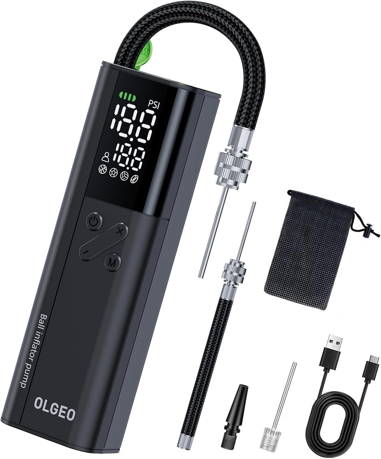 Electric Ball Pump, 16PSI Portable Air Pump with Pressure Gau and ...