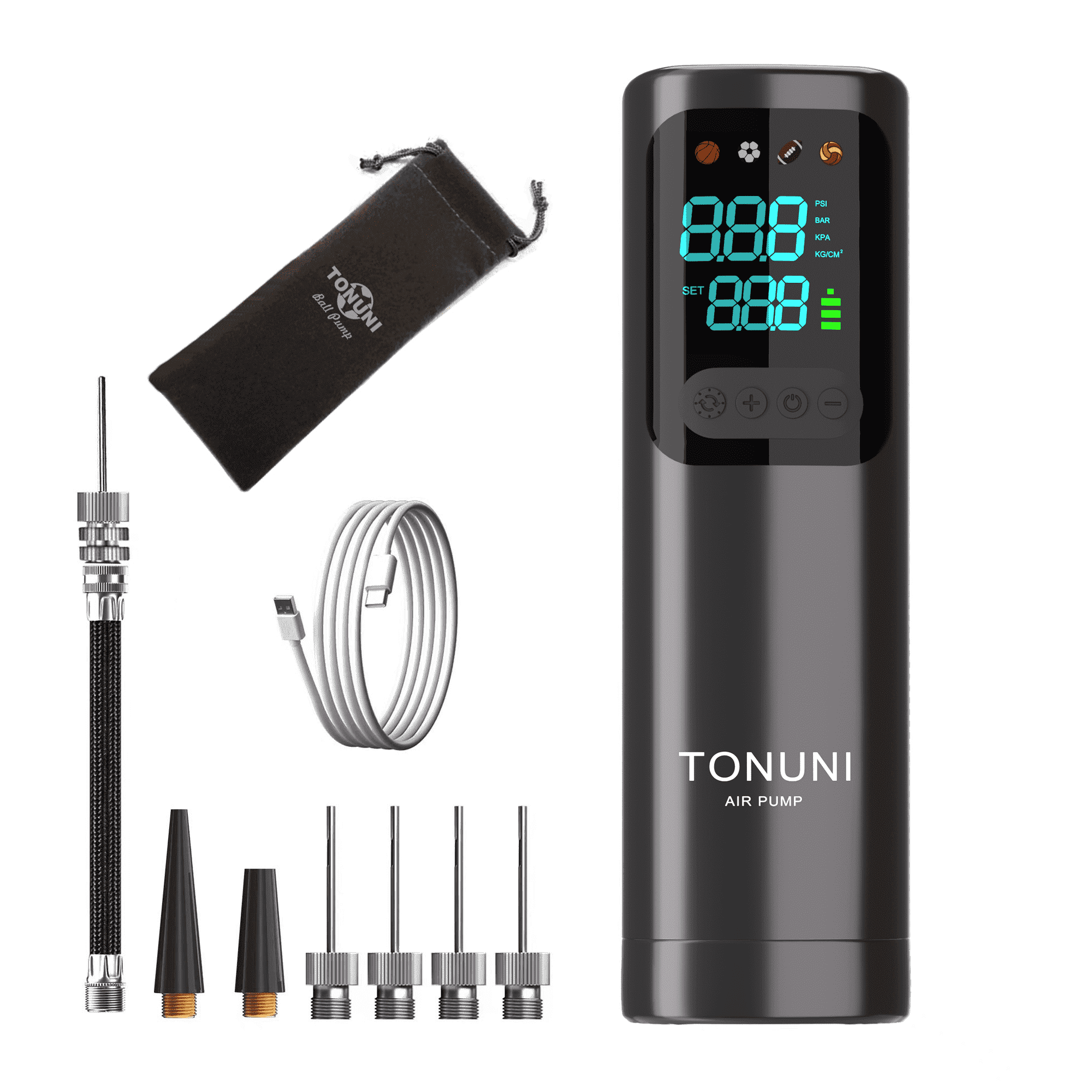 TONUNI Electric Ball Pump with Inflation Needles Hose, Smart Air Pump ...