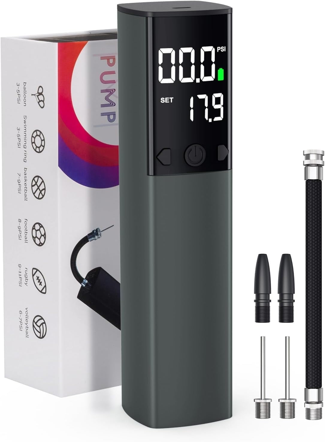 Electric Ball Pump - Portable Air Pump with LED Light, Precise Pressure ...
