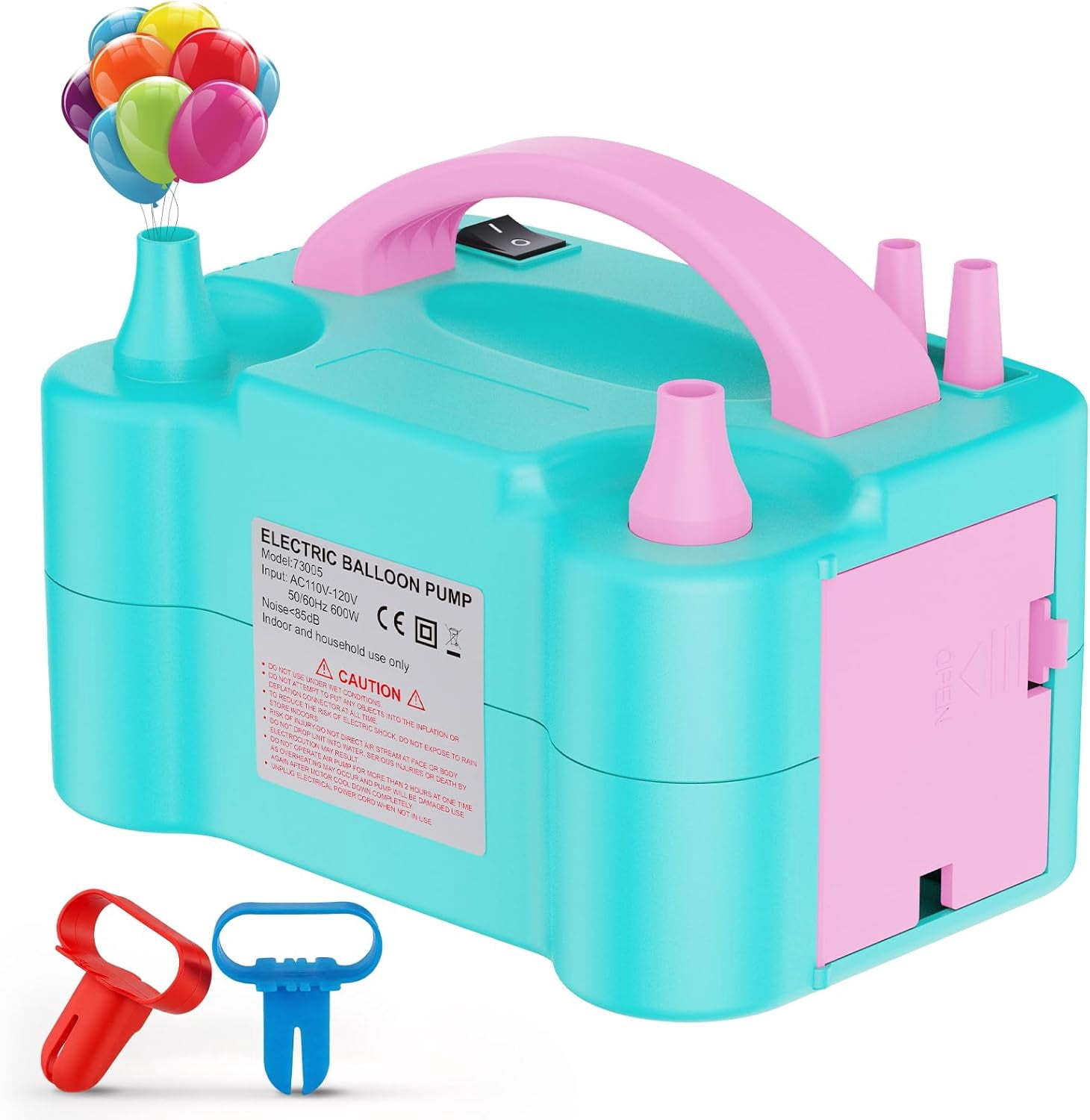 Electric Balloon Pump, Portable Blower Machine Air Dual Nozzle 110V ...