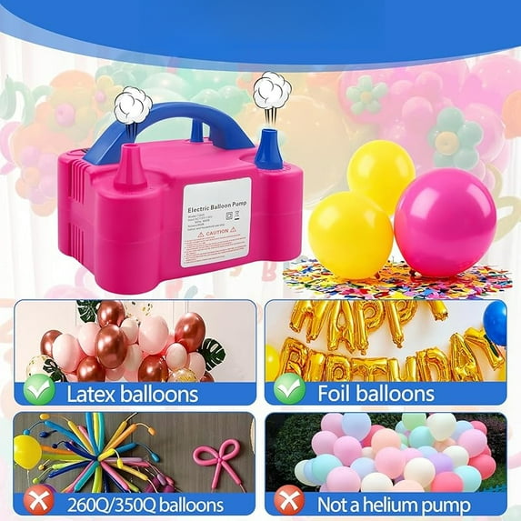 Electric Balloon Pump, Portable Dual-Nozzle Balloon Inflator Machine with Balloon Tying Tool ...