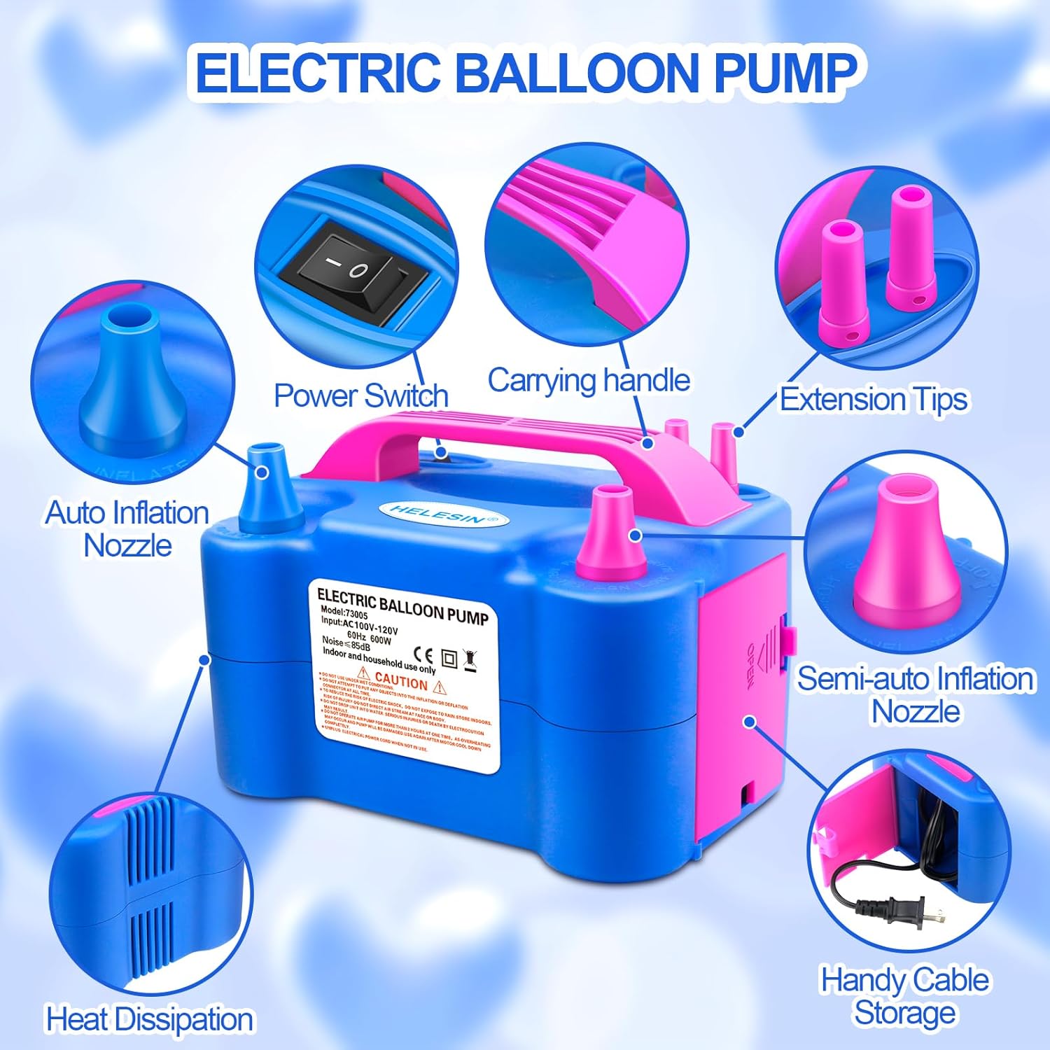 Electric Balloon Pump Portable Electric Balloon Blower Machine Inflator ...
