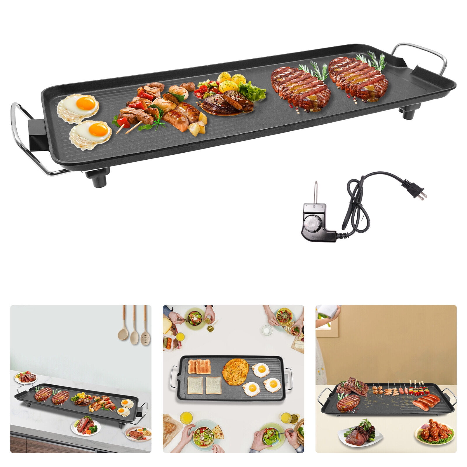 Electric Barbecue Grill w/ 1500W Power, 5 Temperature Settings, Non ...