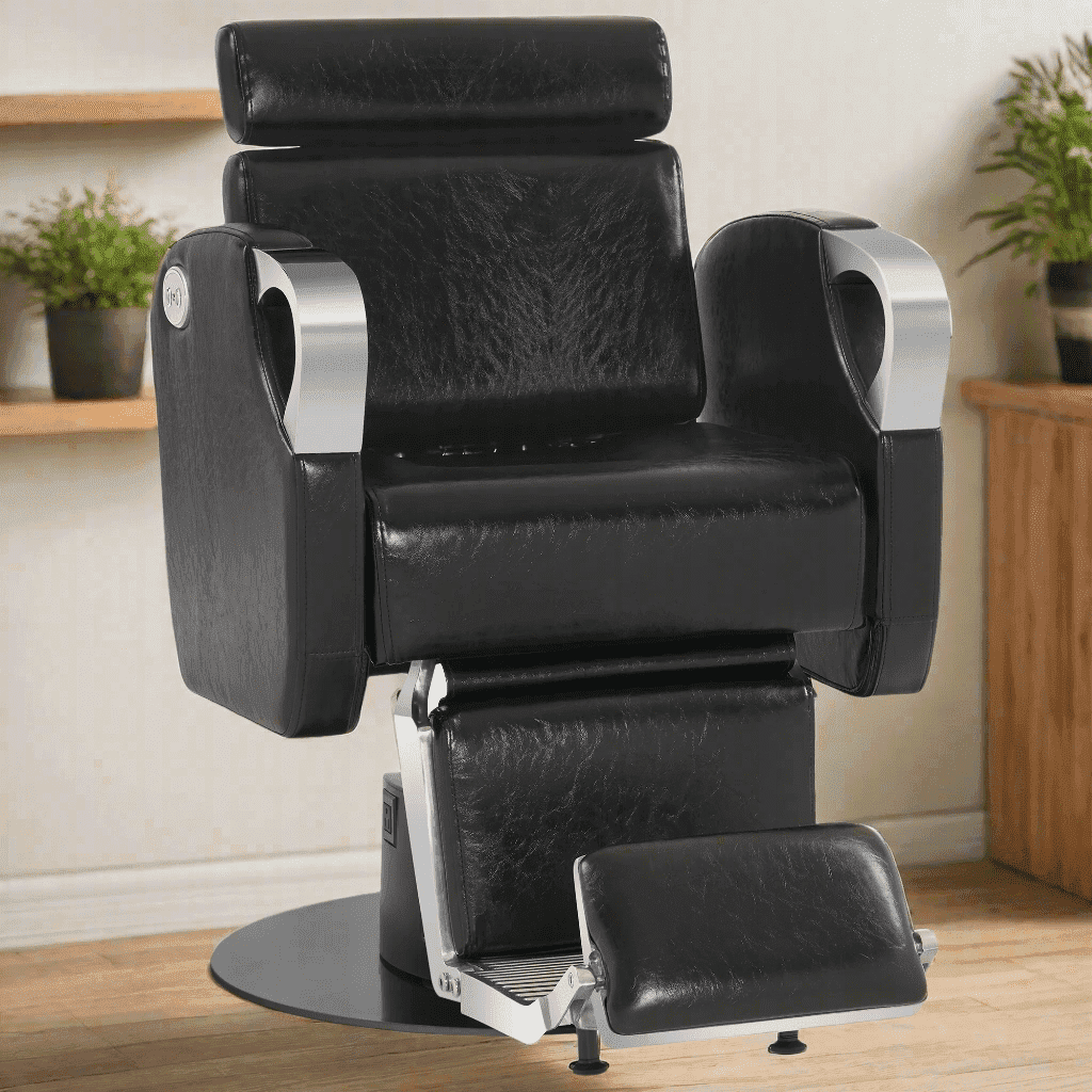 BarberPub Electric Barber Chair, Reclining Hair Stylist Salon Chair for ...