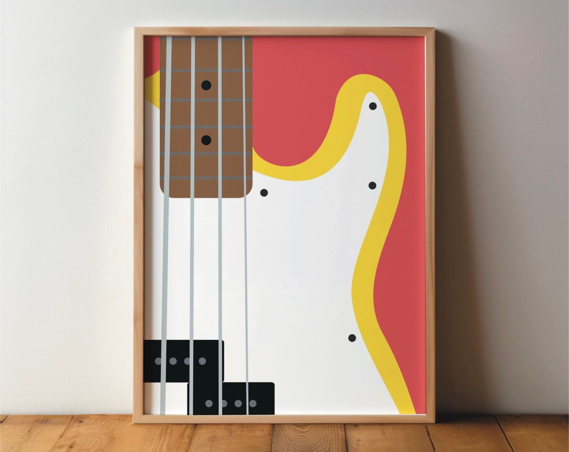 Electric Bass, Bass Guitar Poster - Picture, Art, Minimal, Modern ...