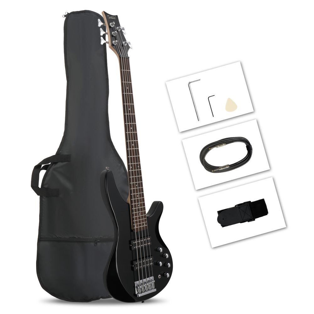 Electric Bass Guitar, 5 Strings Full-Size Bass, GIB H-H Pickup Laurel ...