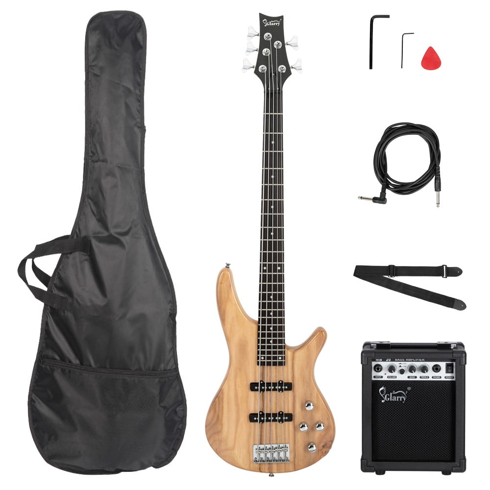 Electric Bass Guitar with Amp Kit, 5-String Full Size Electric Bass ...