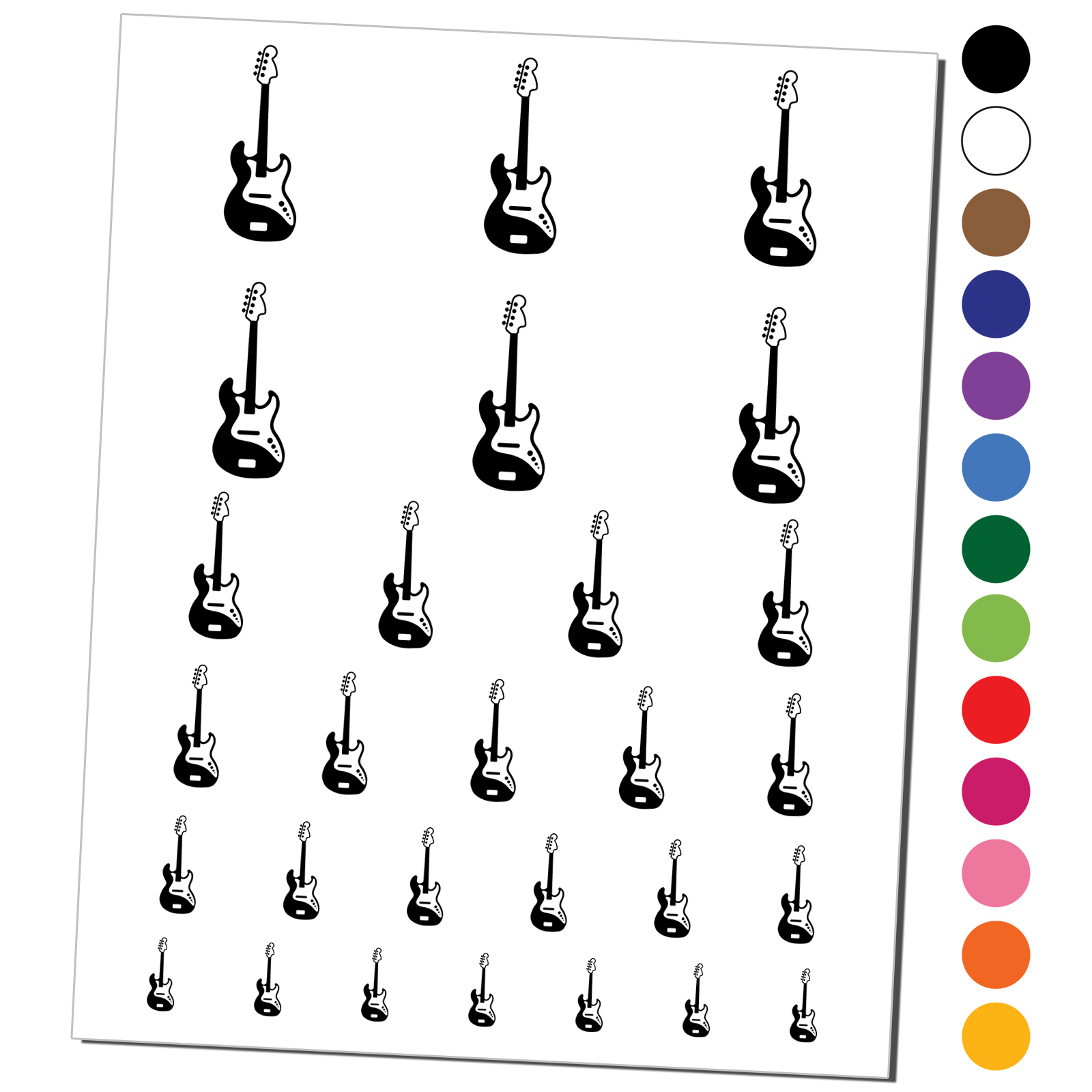 Electric Bass Guitar Rock Musical Instrument Water Resistant Temporary ...