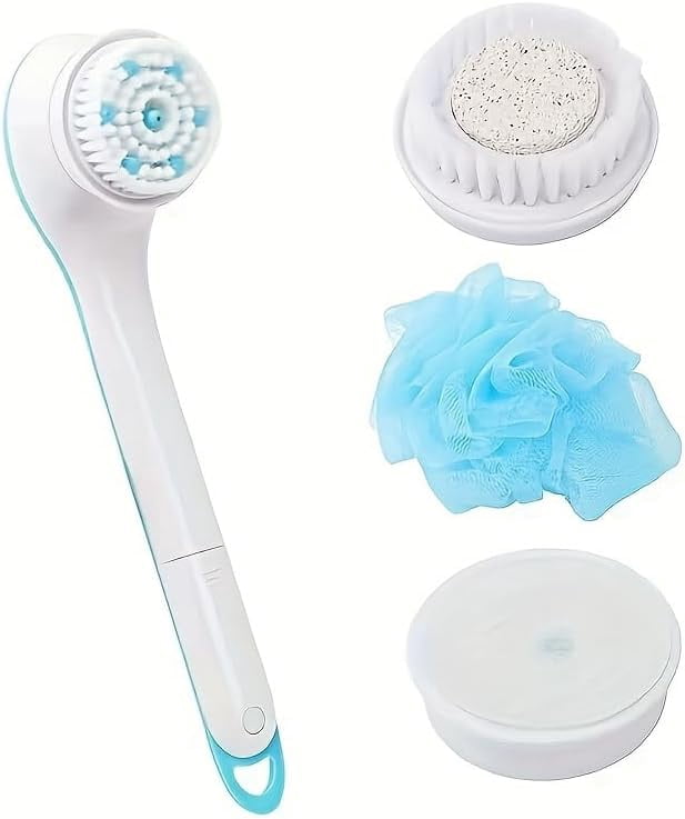 Electric Bath Brush with Long Handle, Soft Bristle Body Scrubber ...
