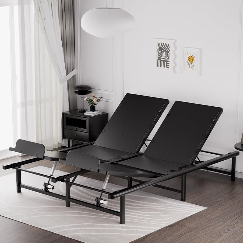 Electric Bed Queen, Ergonomic Adjustable Bed Frame with Wireless Remote ...