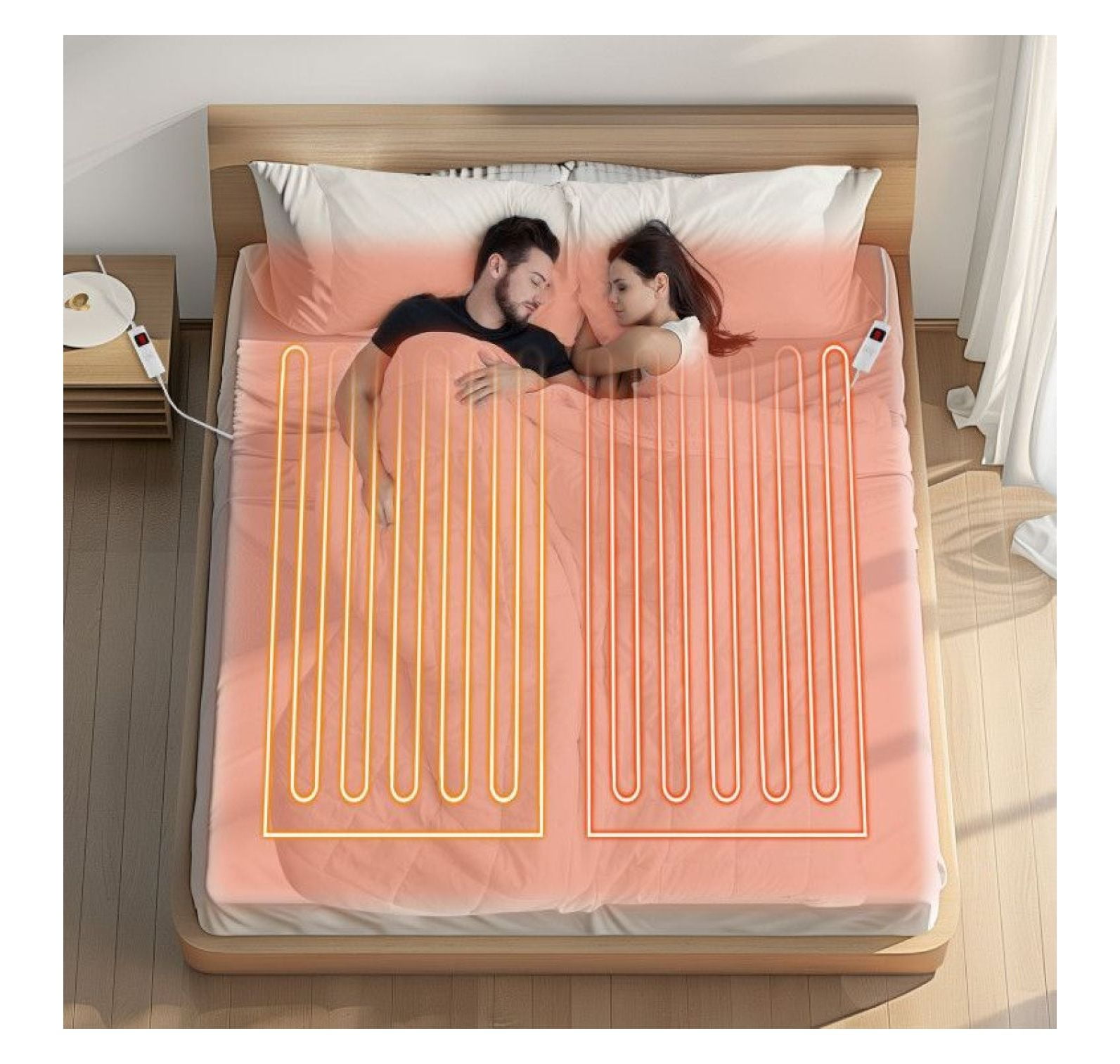 Electric Bed Warmer with Dual Controller - 9 Heat Settings, 9-Hour Auto ...