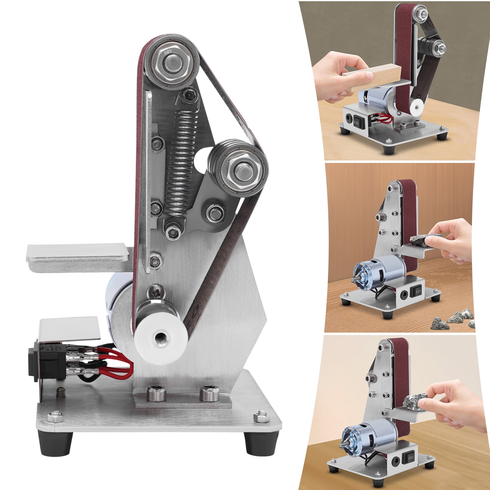 Electric Belt Grinder Vertical Belt Sander Polishing Grind Machine Dual ...