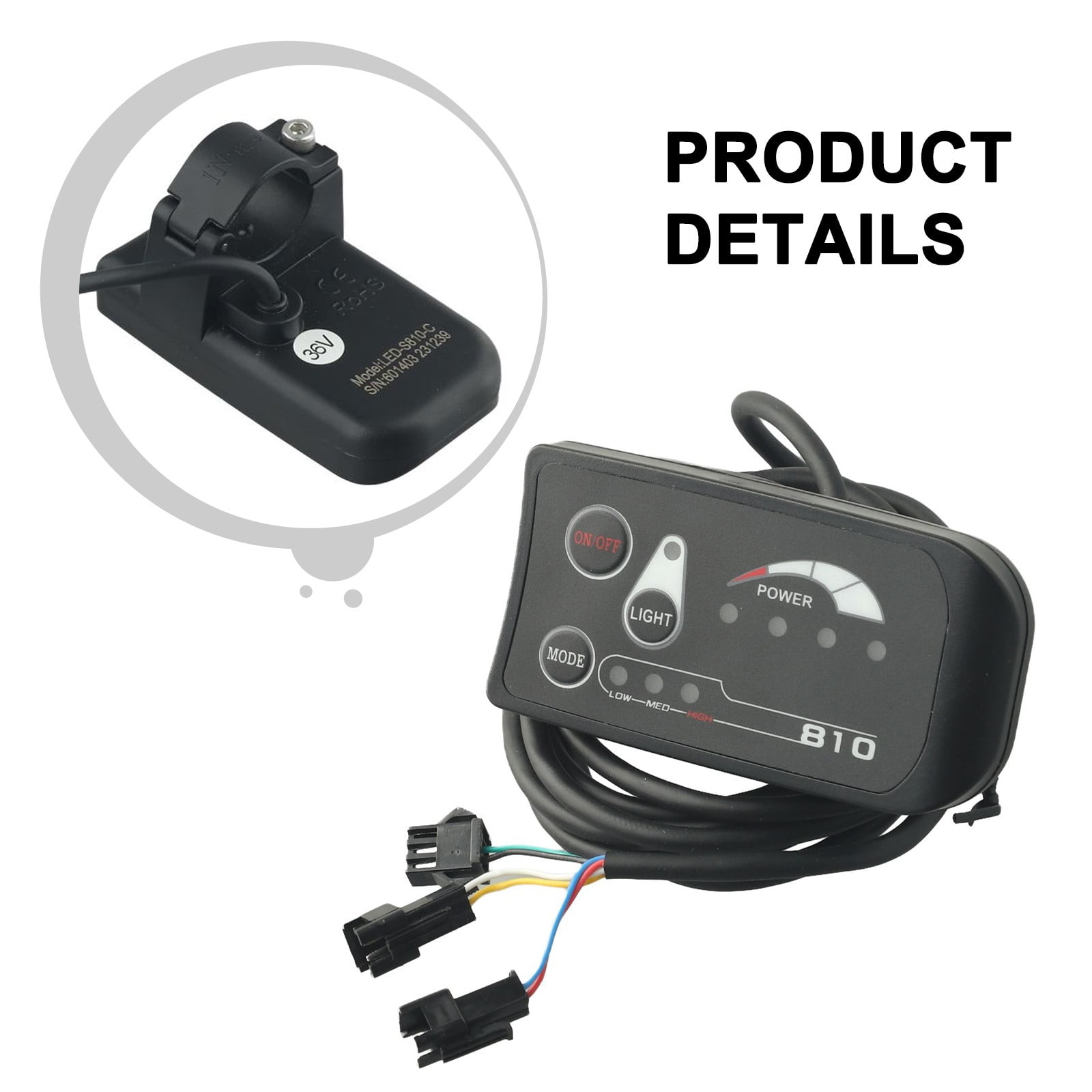 Electric Bicycle E-Bike 24V/36V/48V 810 Led Display Controller Plastic ...