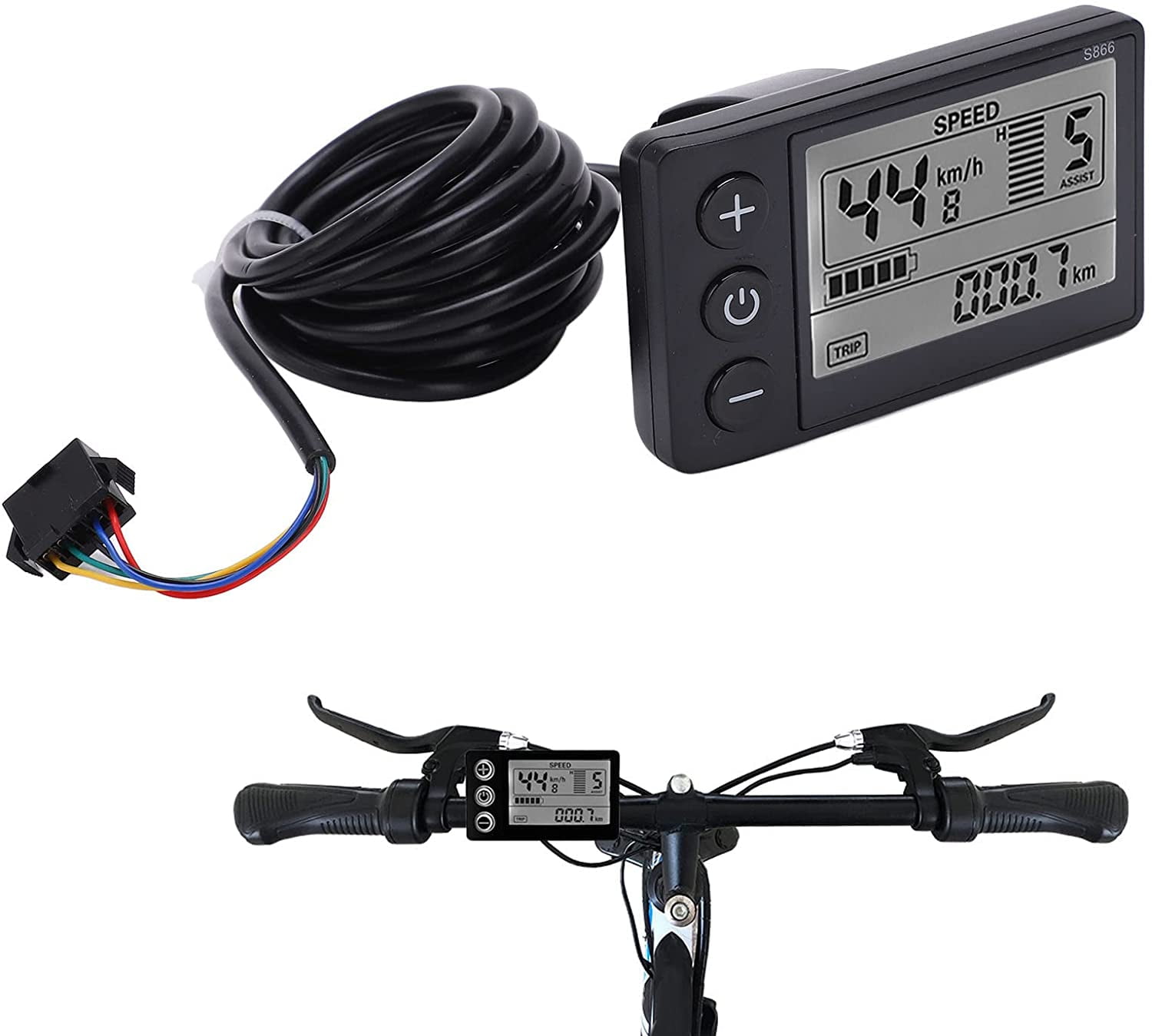 Electric Bicycle LCD Display Meter, S866 24V 36V 48V Ebike Meter ...